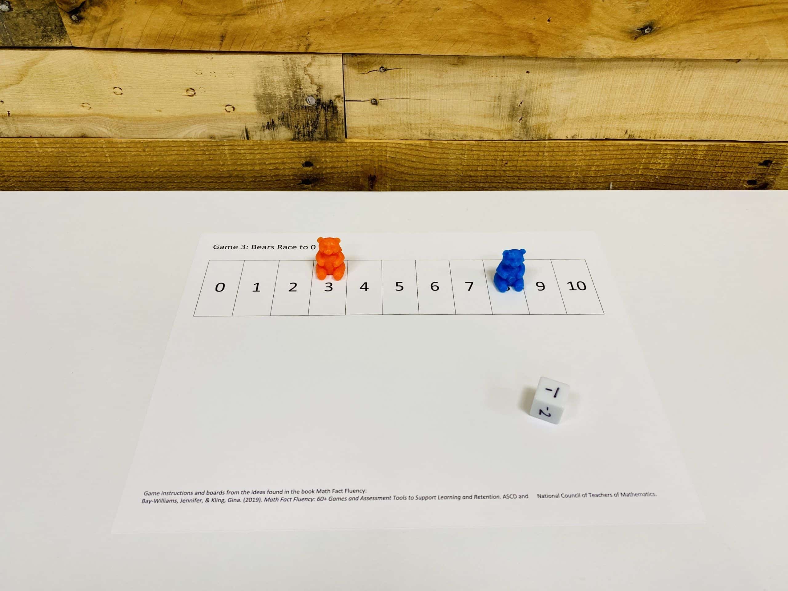 Game 3 Bears Race to 0 · Math Fact Games